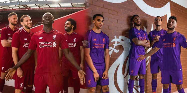 Maglia Liverpool 2018-2019, rosso e bianco classico per New Balance